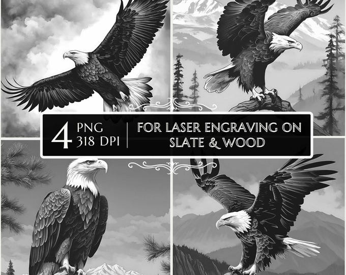 Bald Eagle Laser Engraving PNG File: Slate Coasters, CNC Project - Etsy ...