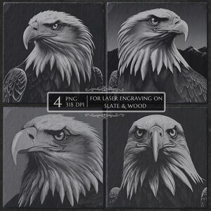 Bald Eagle Head PNG Laser Engraving File, Patriotic Slate Coaster ...