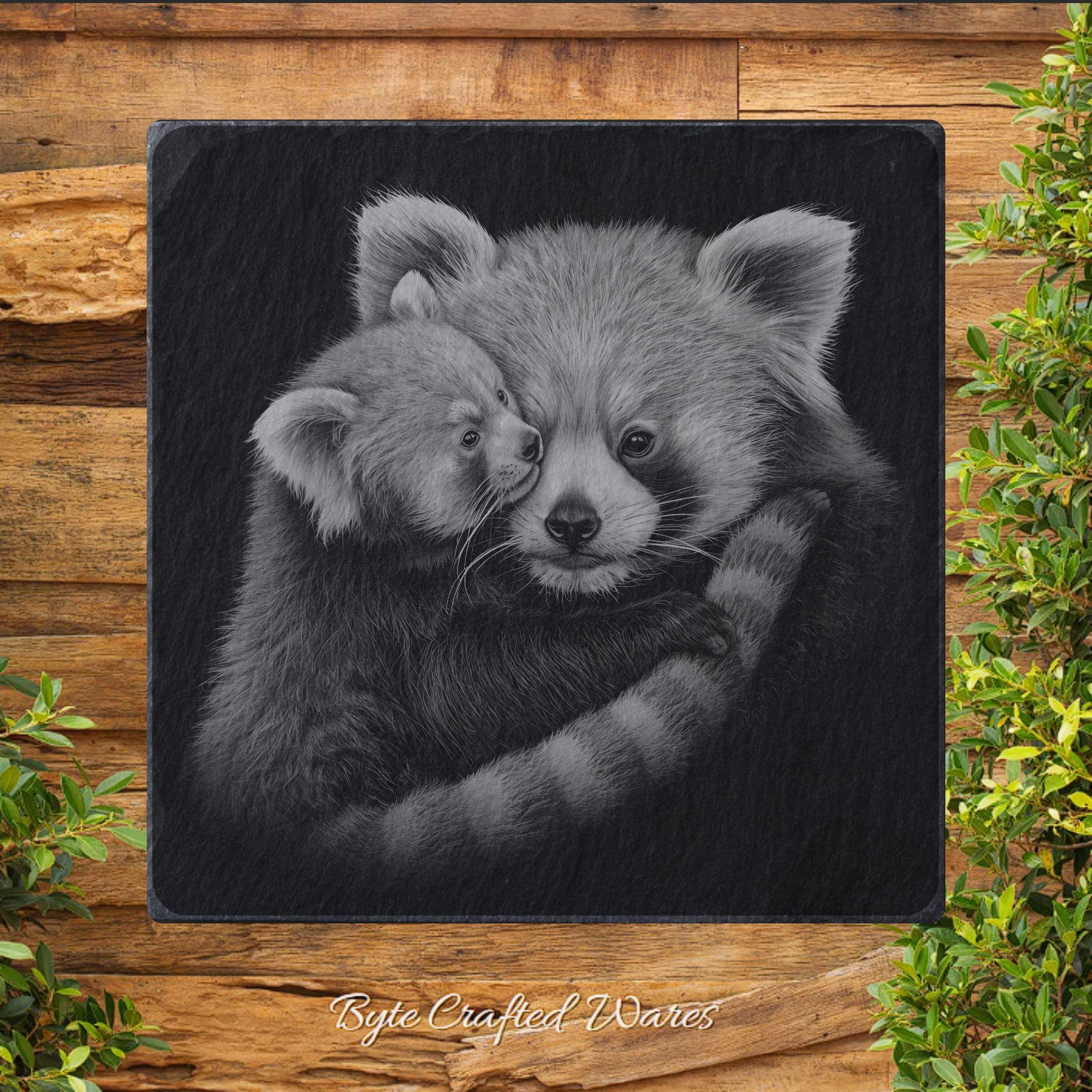 Red Panda Laser Engraving PNG Files, Slate Coaster Etching Designs for ...