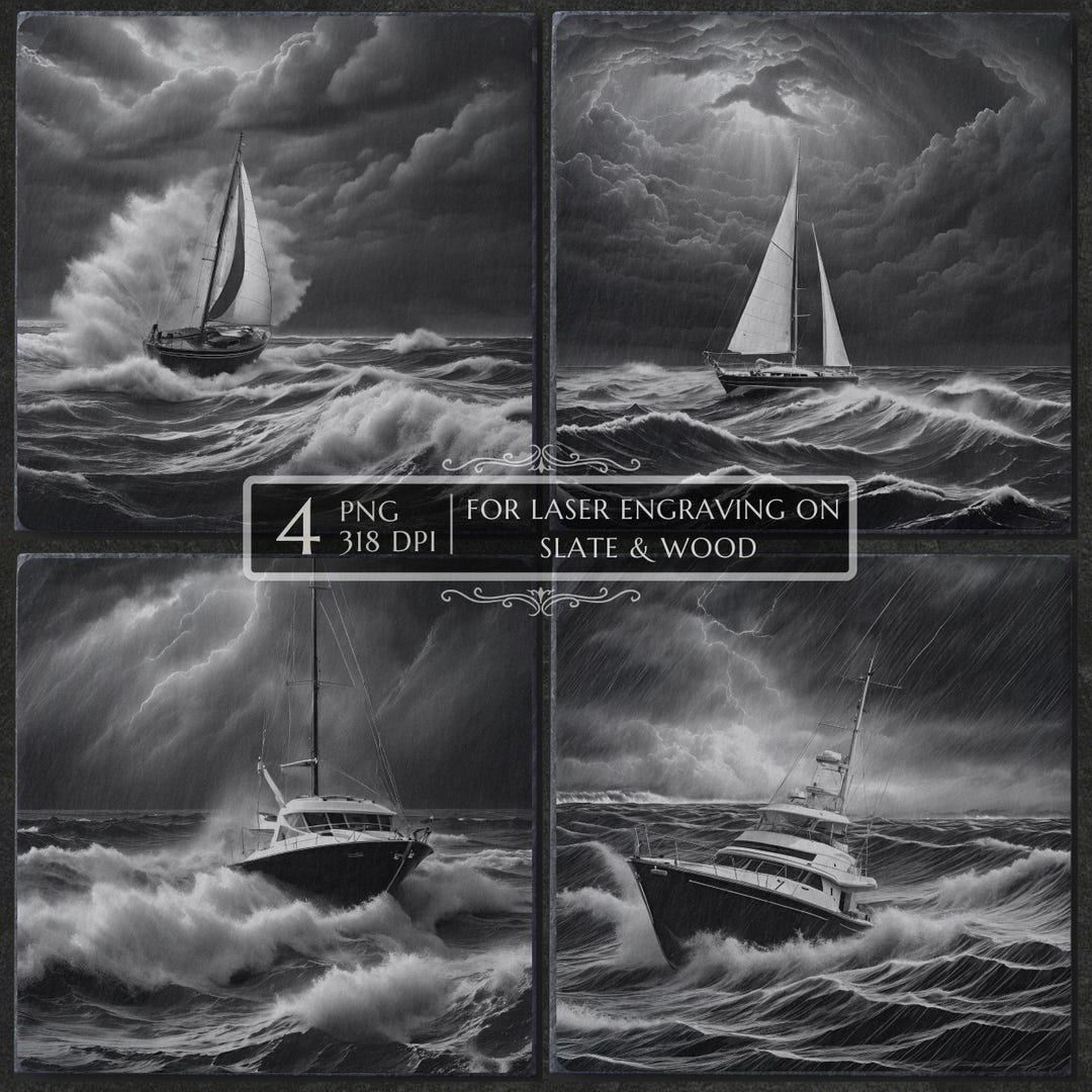 Stormy Sea Boat PNG, Nautical Engraving Design, Ship in Ocean Storm ...