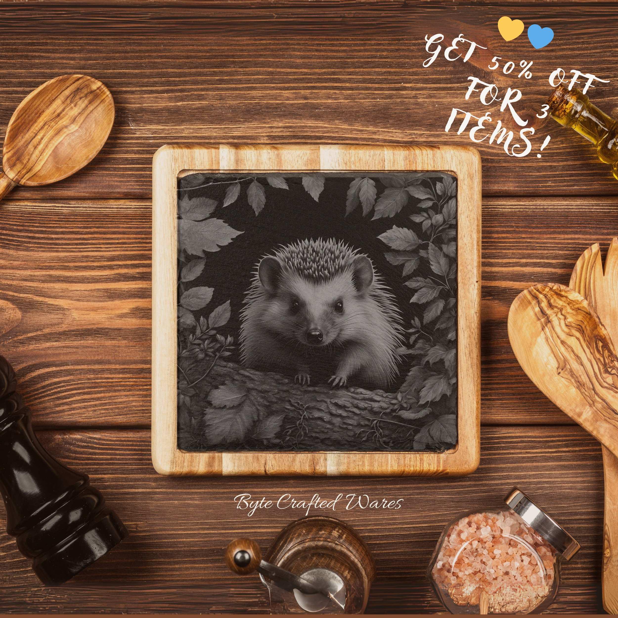 Forest Hedgehog PNG Laser Engraving File, Slate Coaster Animal, CNC ...