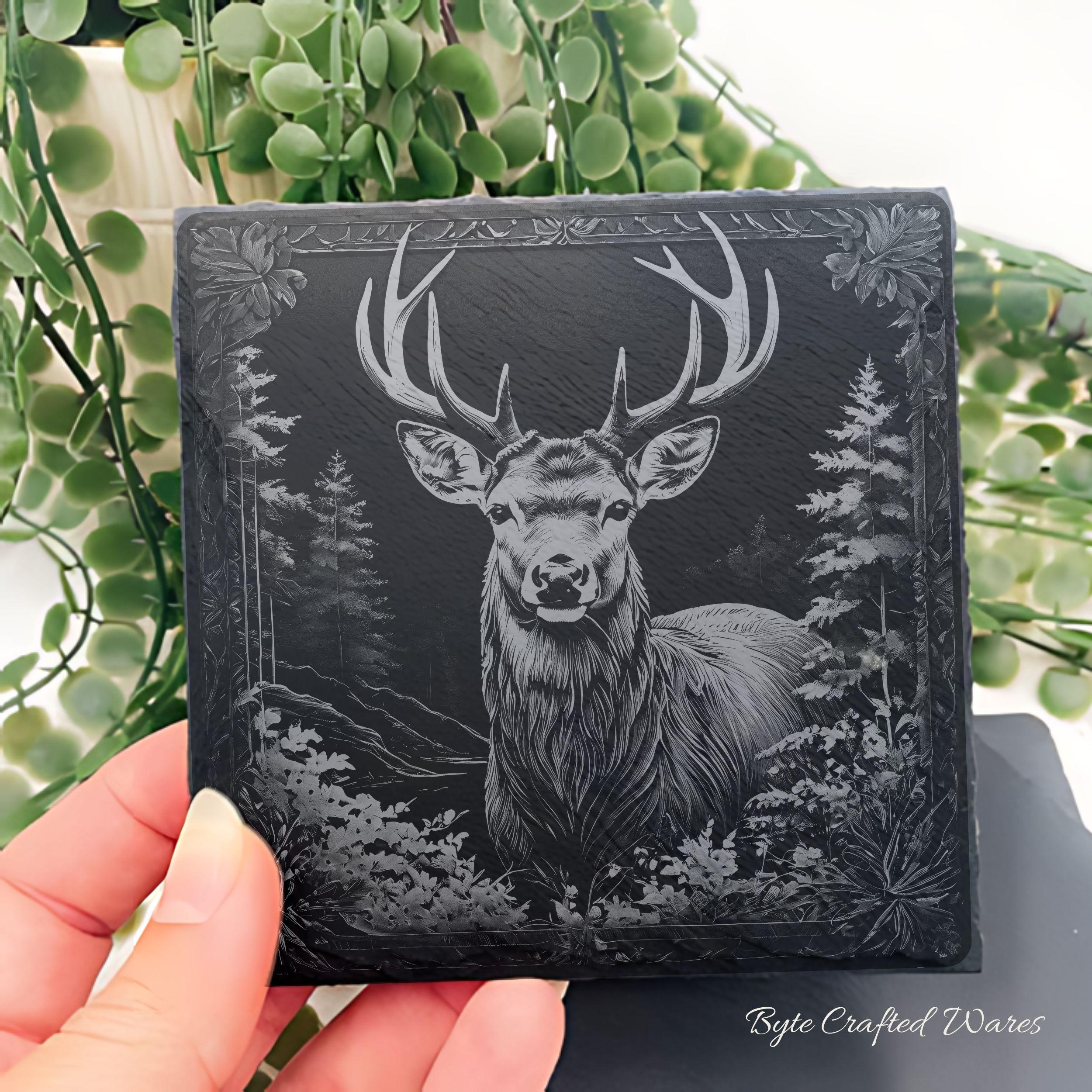 Deer PNG Laser Engraving Bundle, Moose Elk Laser Burn File, Slate ...