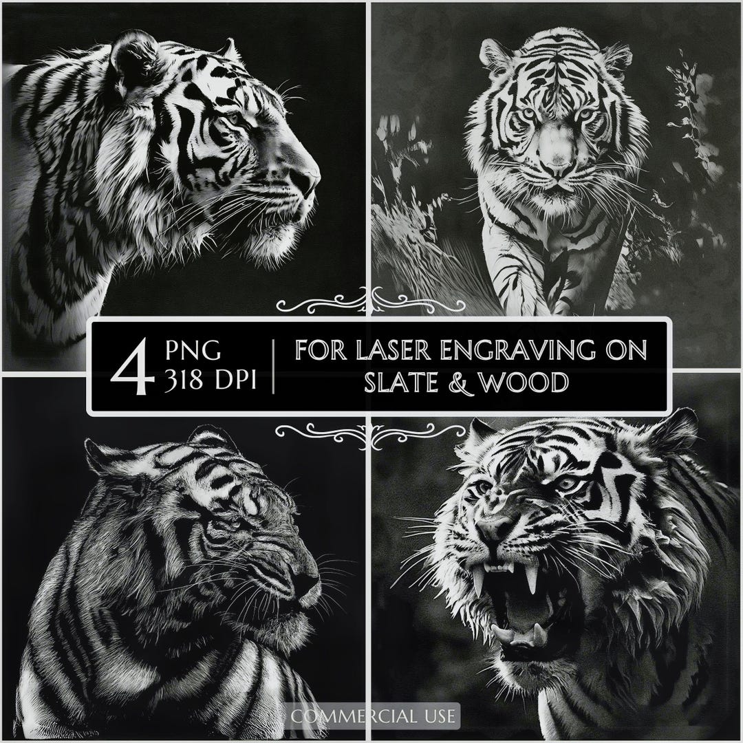 Tiger PNG Laser Ready Engraving File, Slate and Wood Engraving Bundle ...