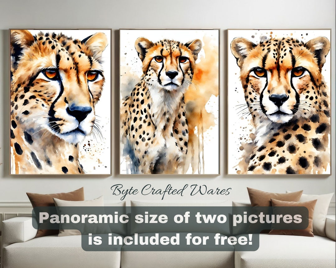 Cheetah Watercolour Wall Art Set of 3 Prints Cheetah Picture Print ...