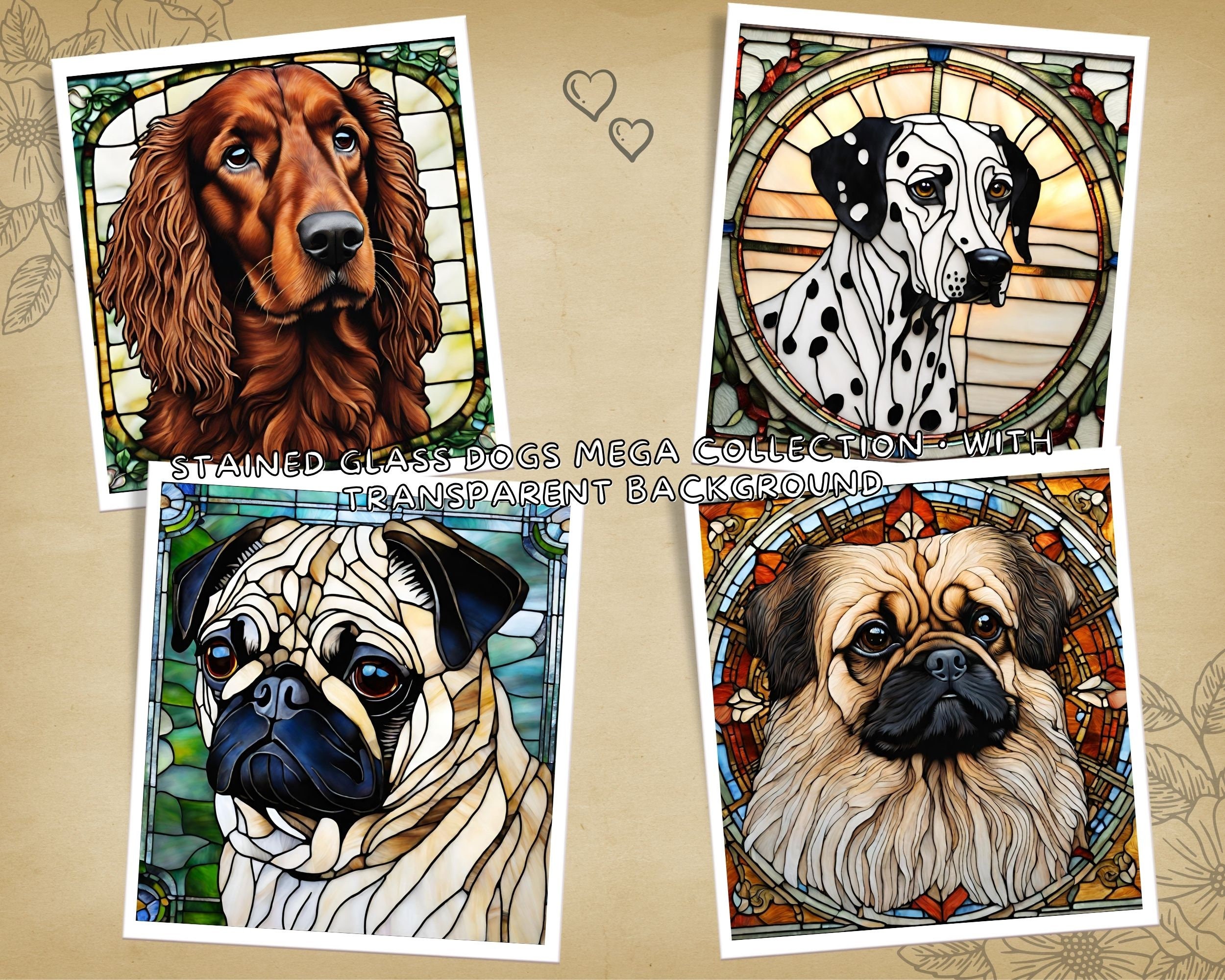 125 Stained Glass Dogs PNG Bundle - Stained Glass Patterns, Stained ...
