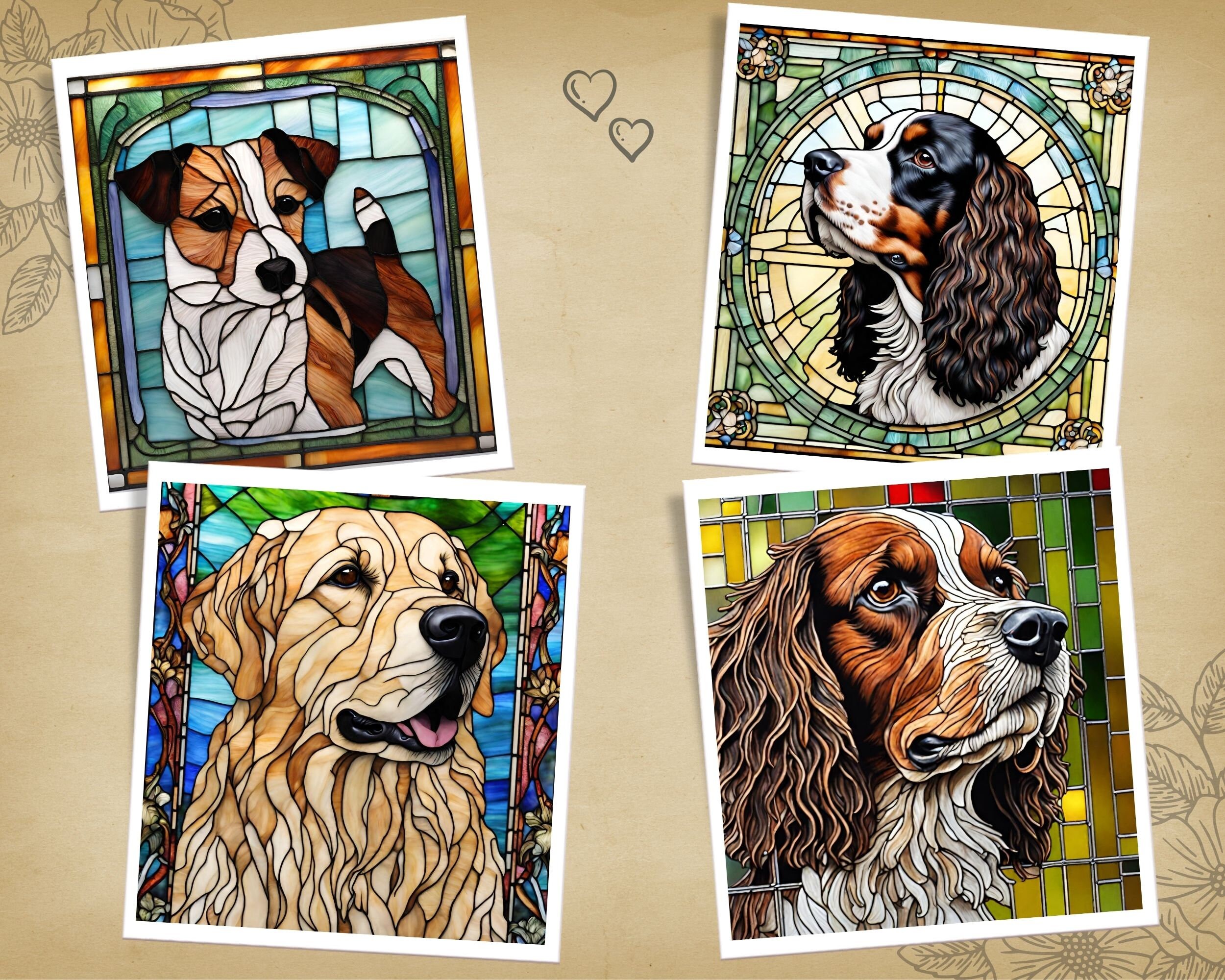 125 Stained Glass Dogs PNG Bundle - Stained Glass Patterns, Stained ...