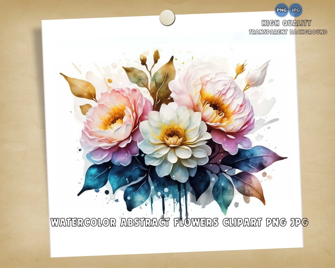 10 Abstract Flowers Clipart Boho Flowers Print Watercolor Floral ...