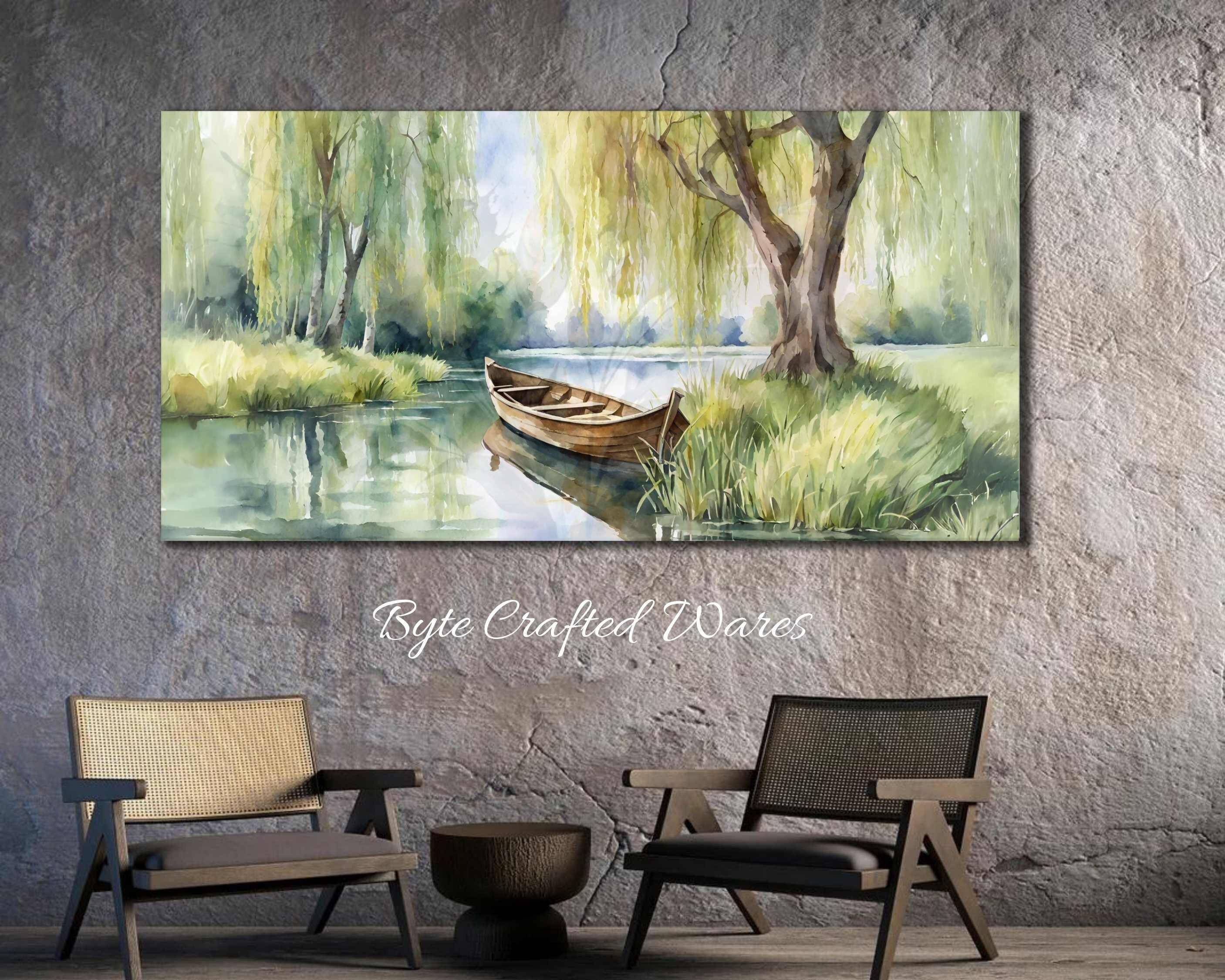 River Boat Wall Art, River Watercolor Painting, Set of 3 Prints, River ...