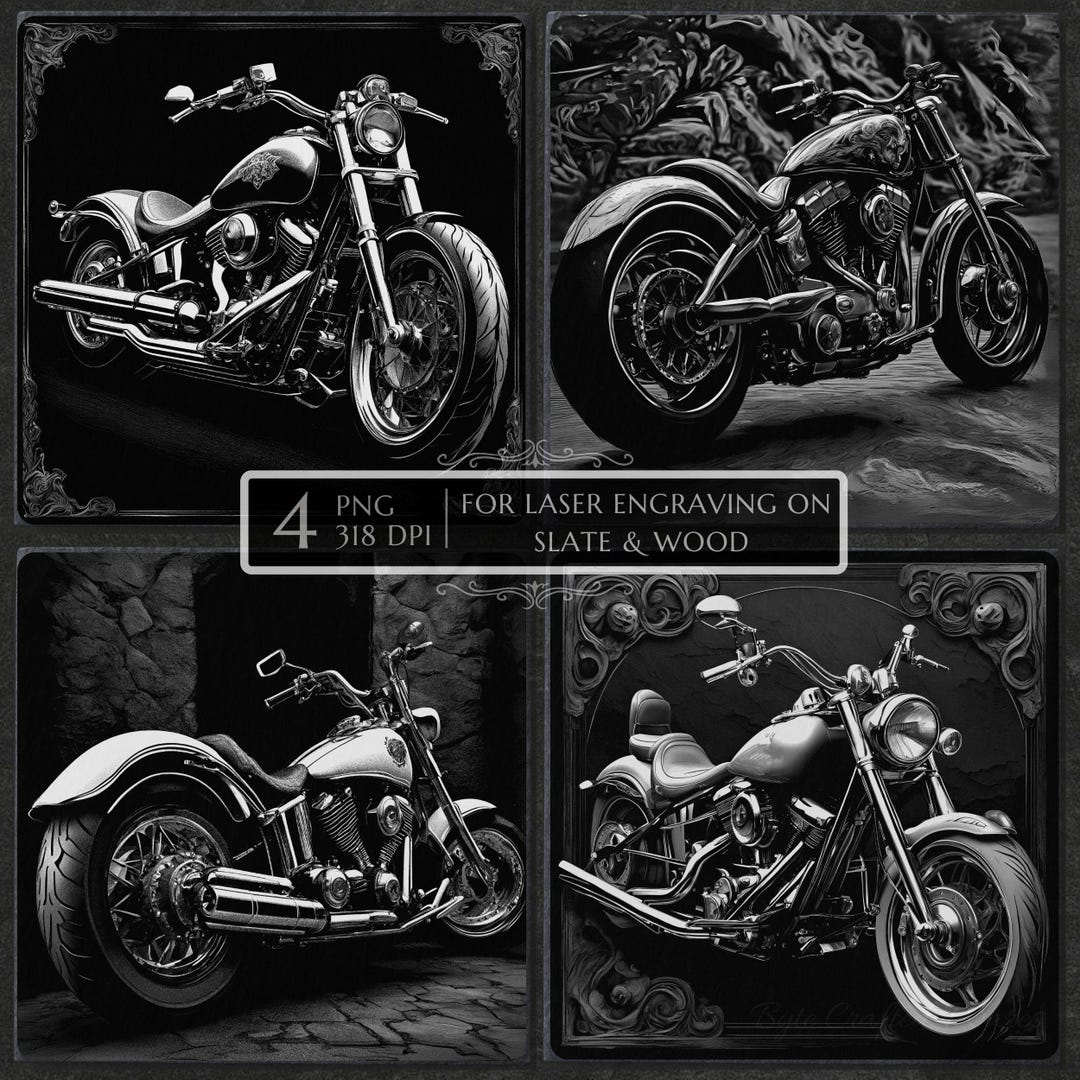 Custom Motorcycle Laser Engraving Png, Laser Burn Png, Slate Coaster ...