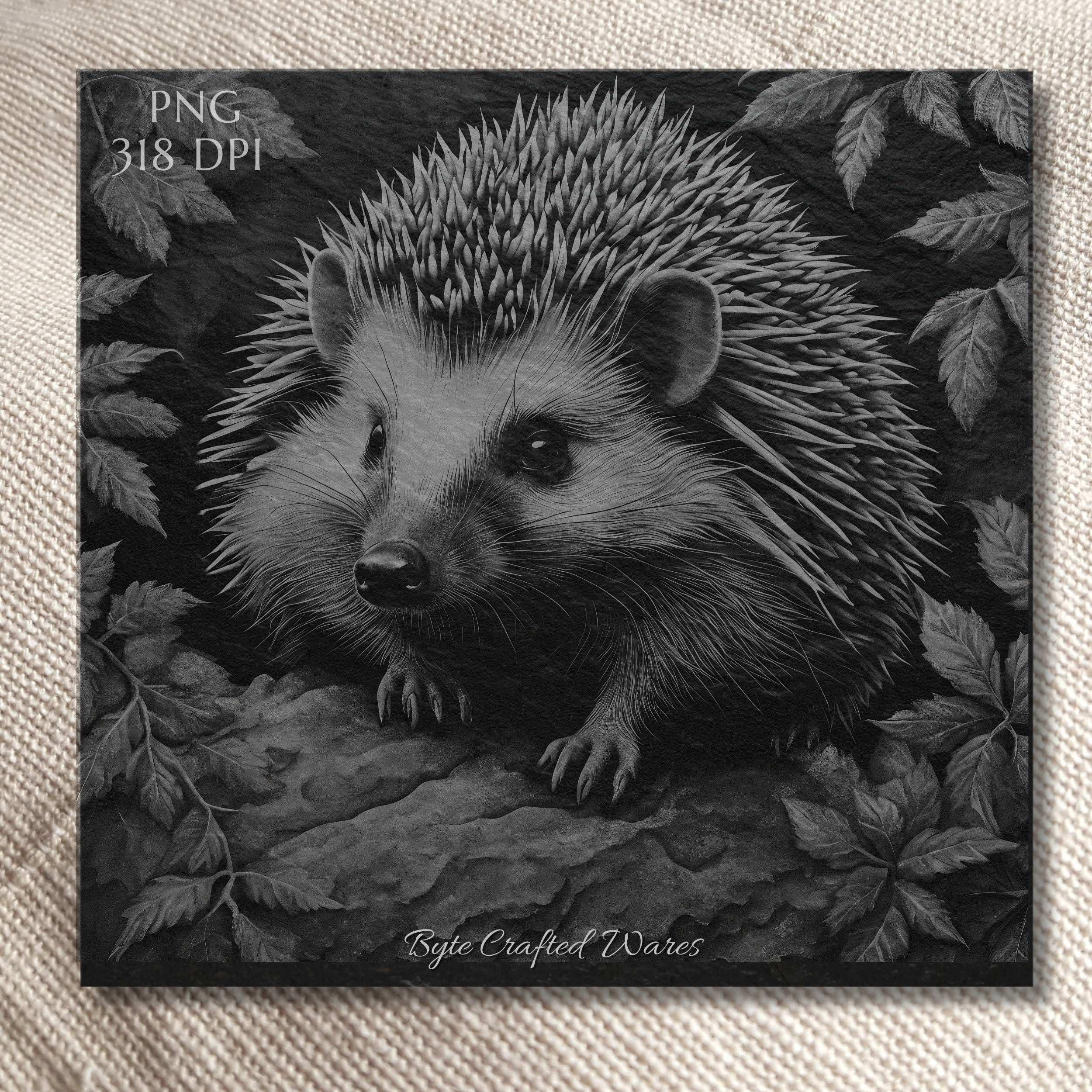 Forest Hedgehog PNG Laser Engraving File, Slate Coaster Animal, CNC ...
