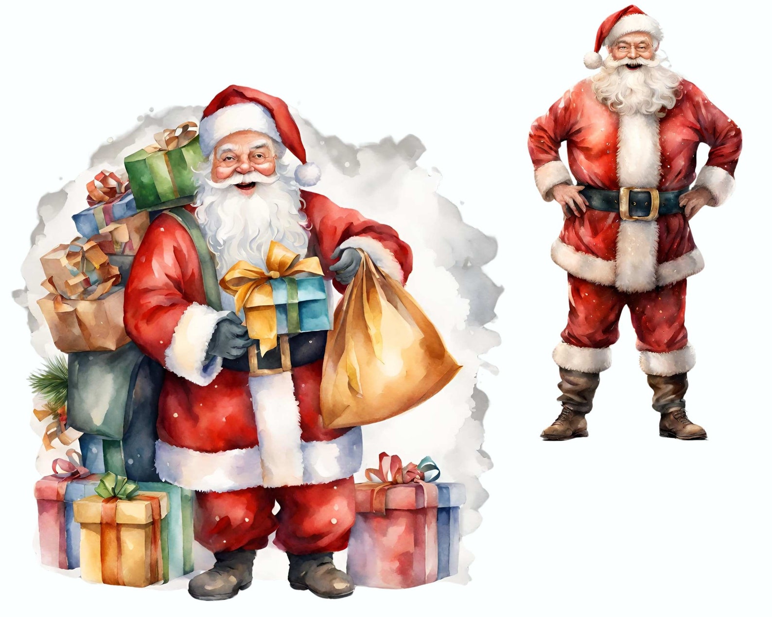25 Watercolor Santa Clipart, Christmas Clipart, Christmas Santa Clipart ...