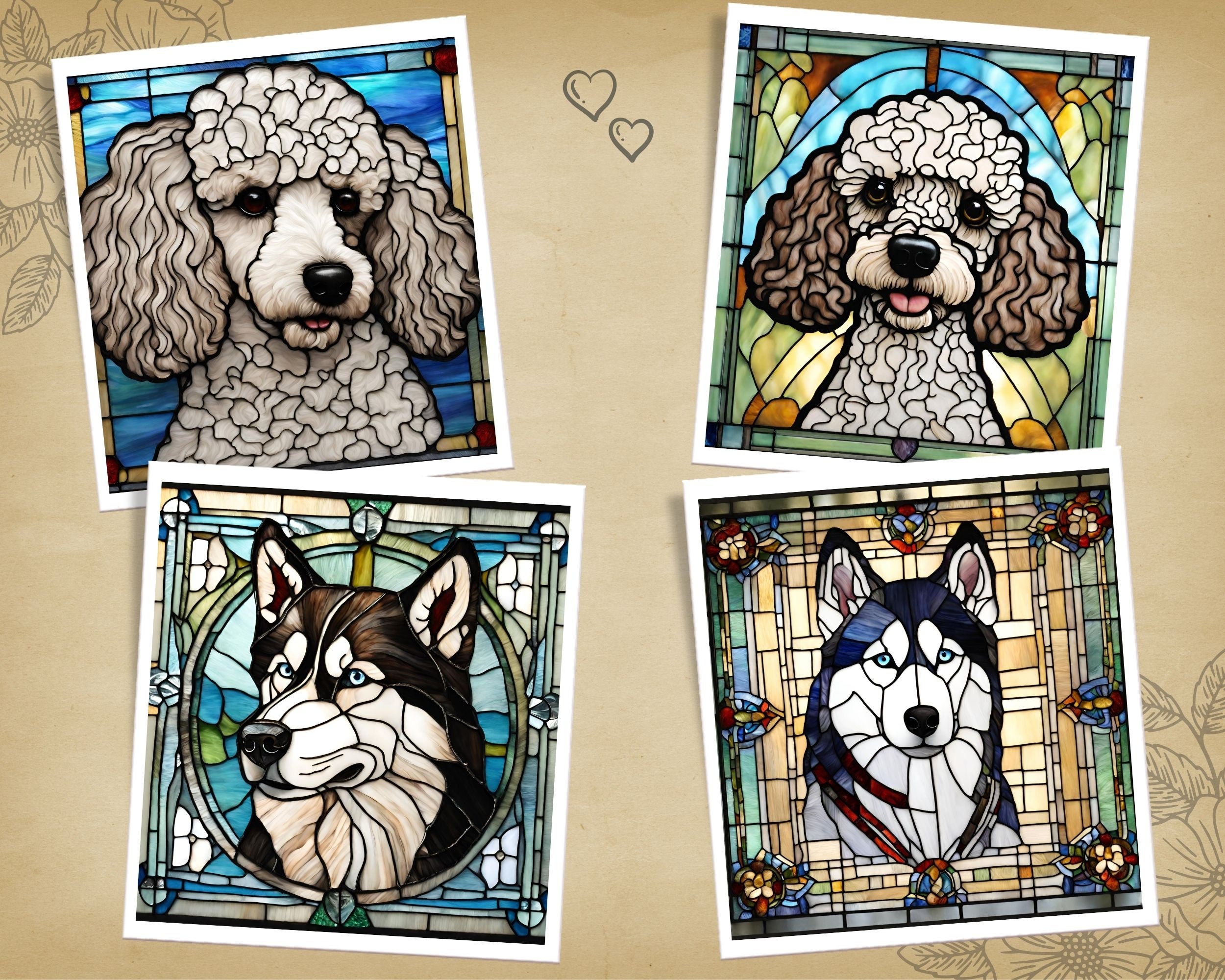 125 Stained Glass Dogs PNG Bundle - Stained Glass Patterns, Stained ...