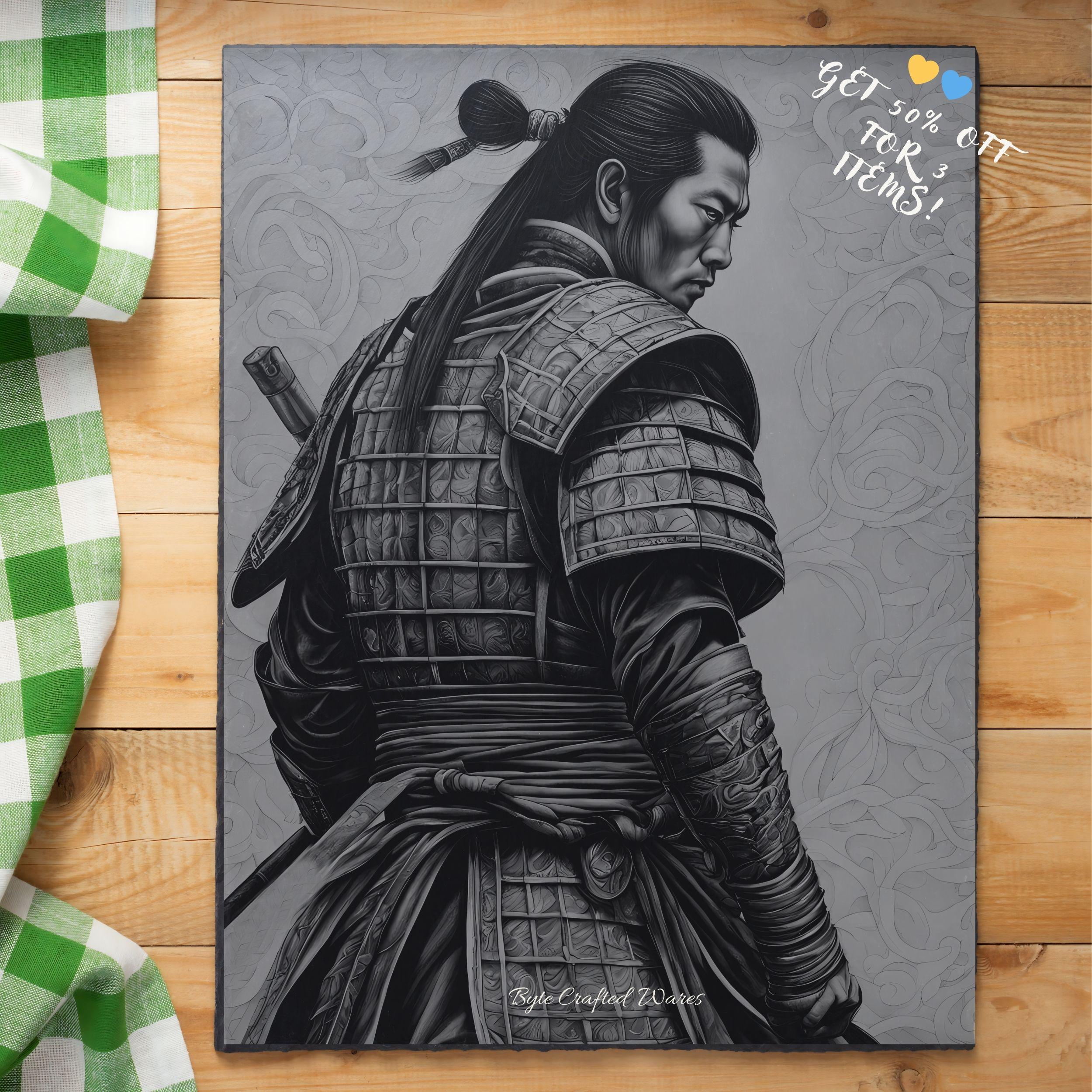4 Samurai Warrior PNG, Japan Laser Engraving File, Slate Board Coaster ...