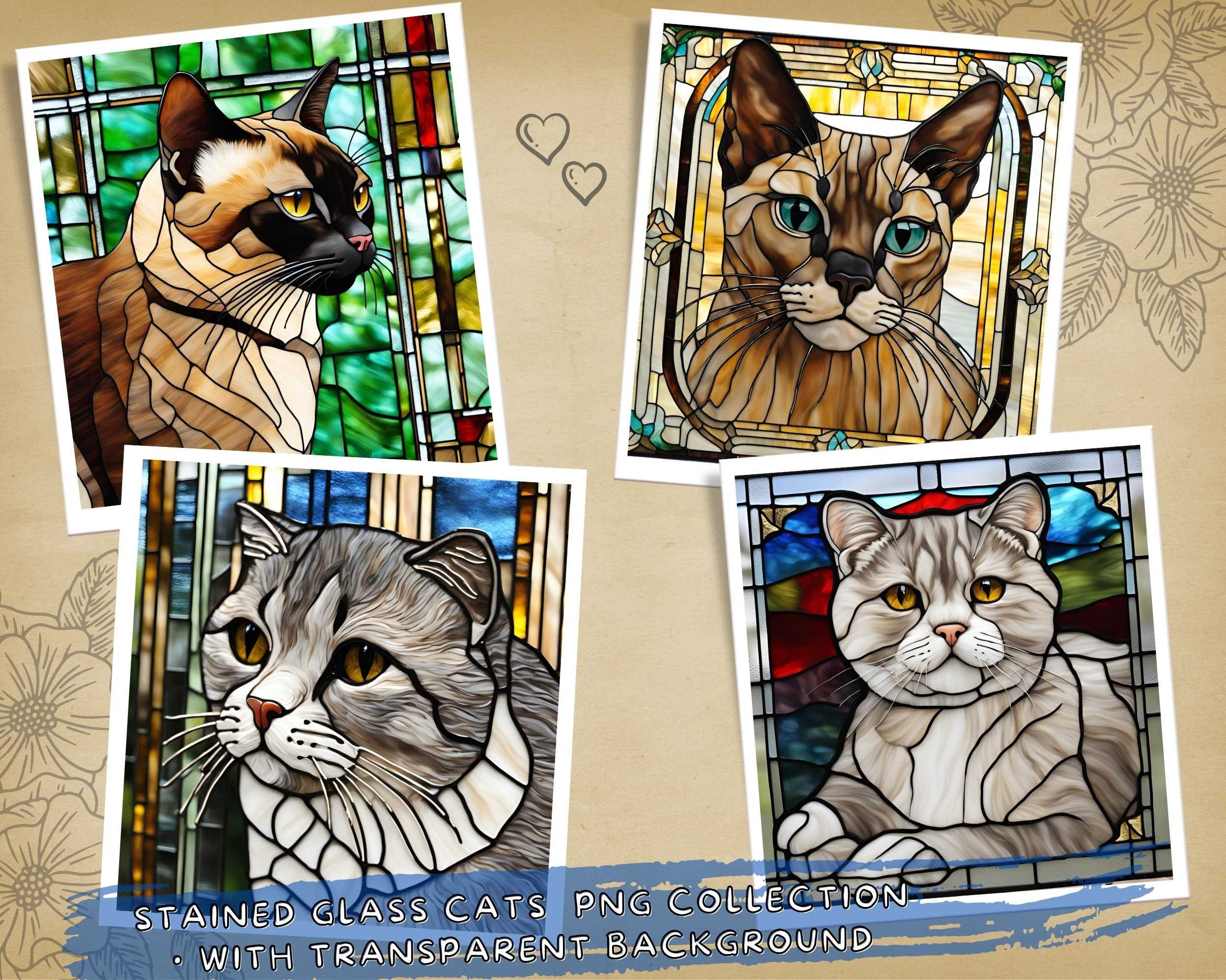 110 Stained Glass Cats Bundle PNG - Stained Glass Cats Sublimation ...