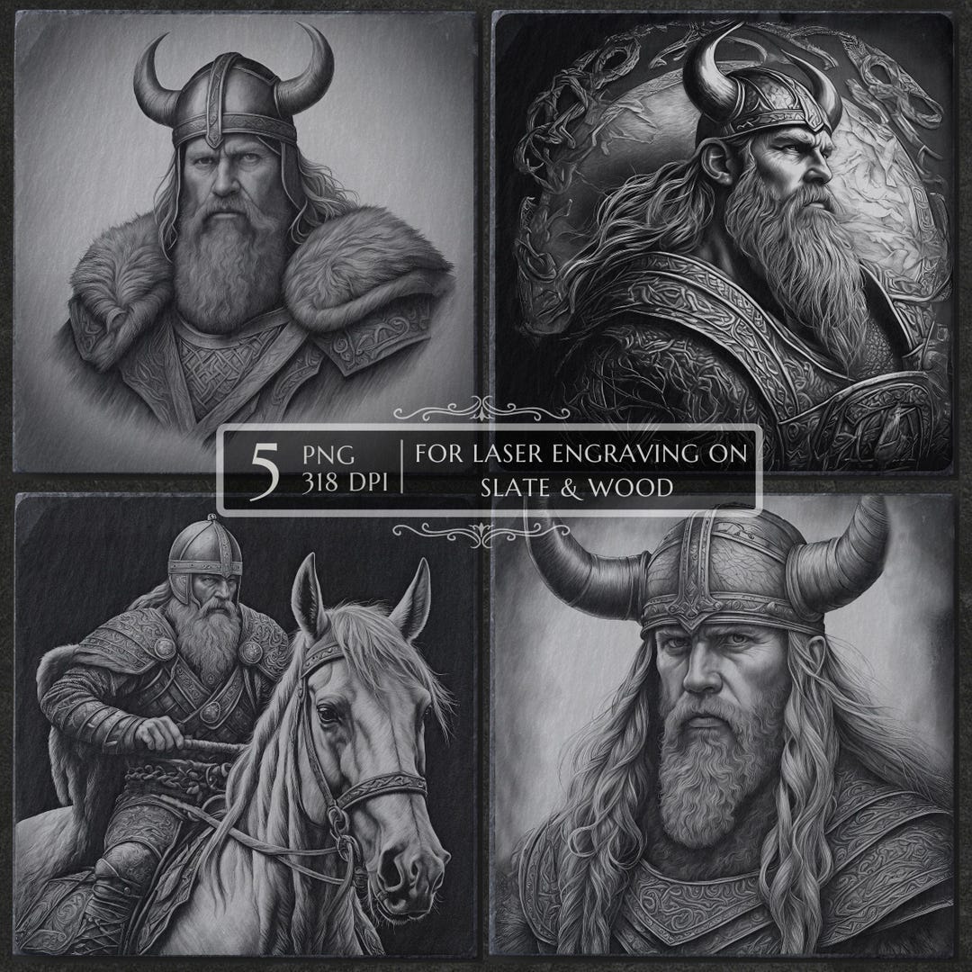 Viking Warrior PNG Laser Engraving File, Laser Burn PNG, Slate Coaster ...