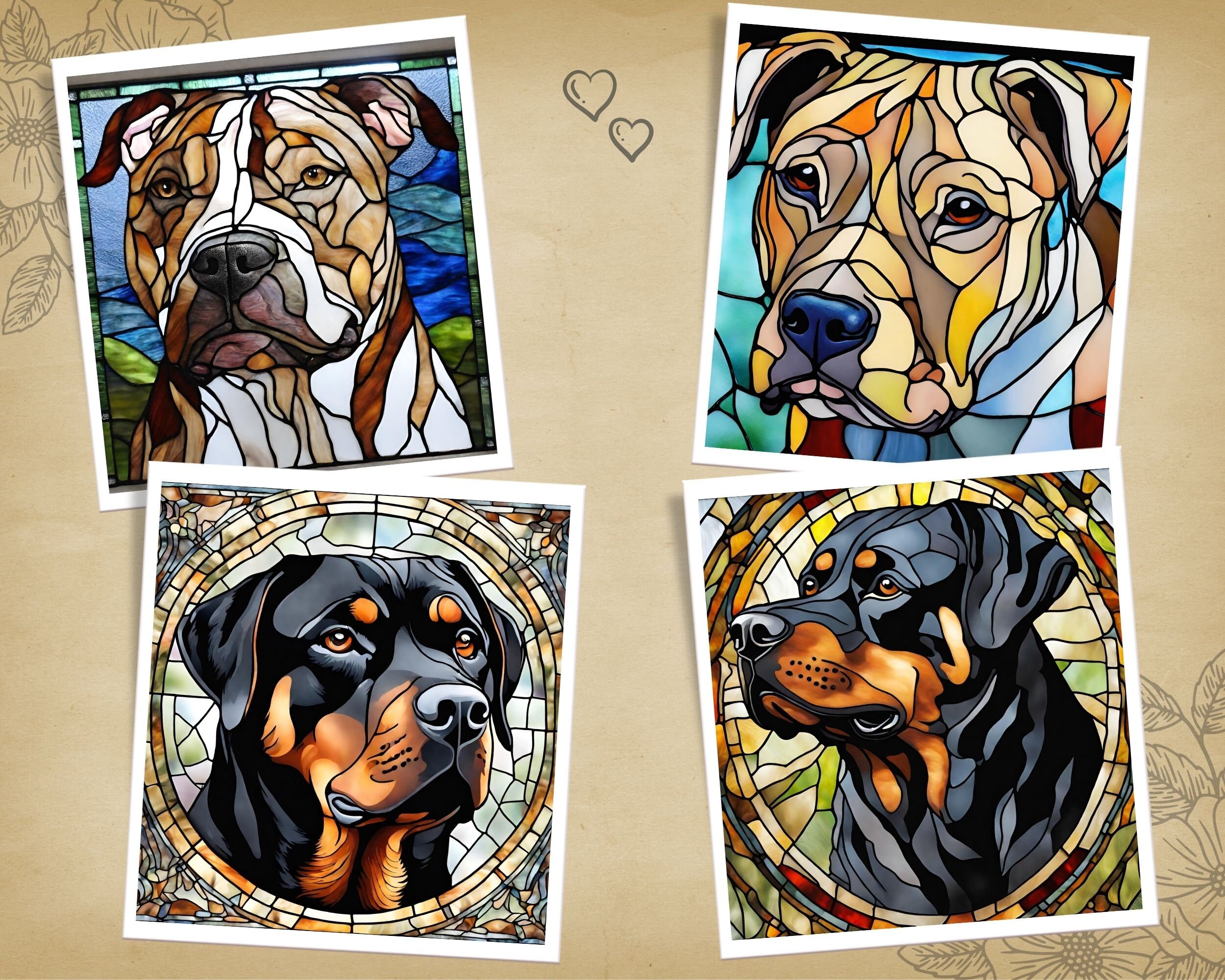125 Stained Glass Dogs PNG Bundle - Stained Glass Patterns, Stained ...