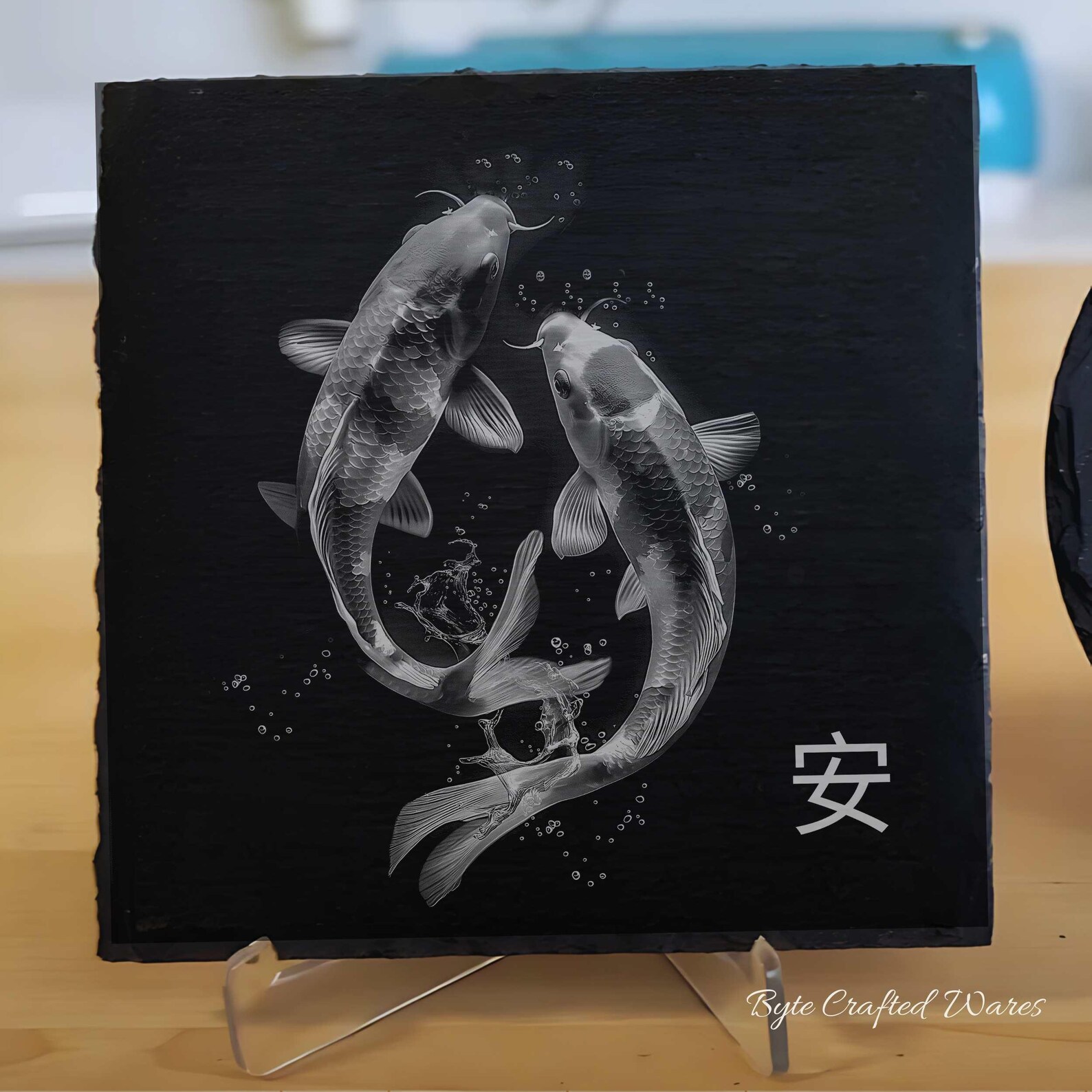 Koi Fish PNG for Laser Engraving, Japanese Carp Slate Design, CNC ...