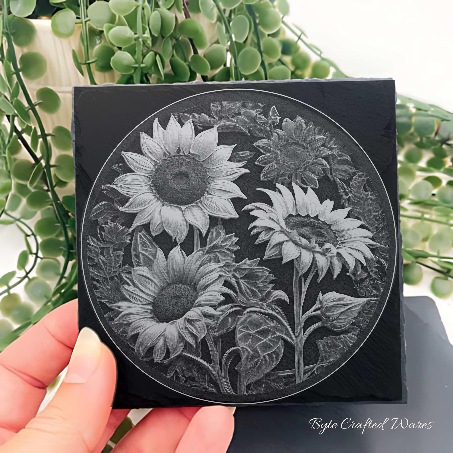 Sunflower 3D Laser Engraving PNG Bundle, Vintage Flowers for Slate ...