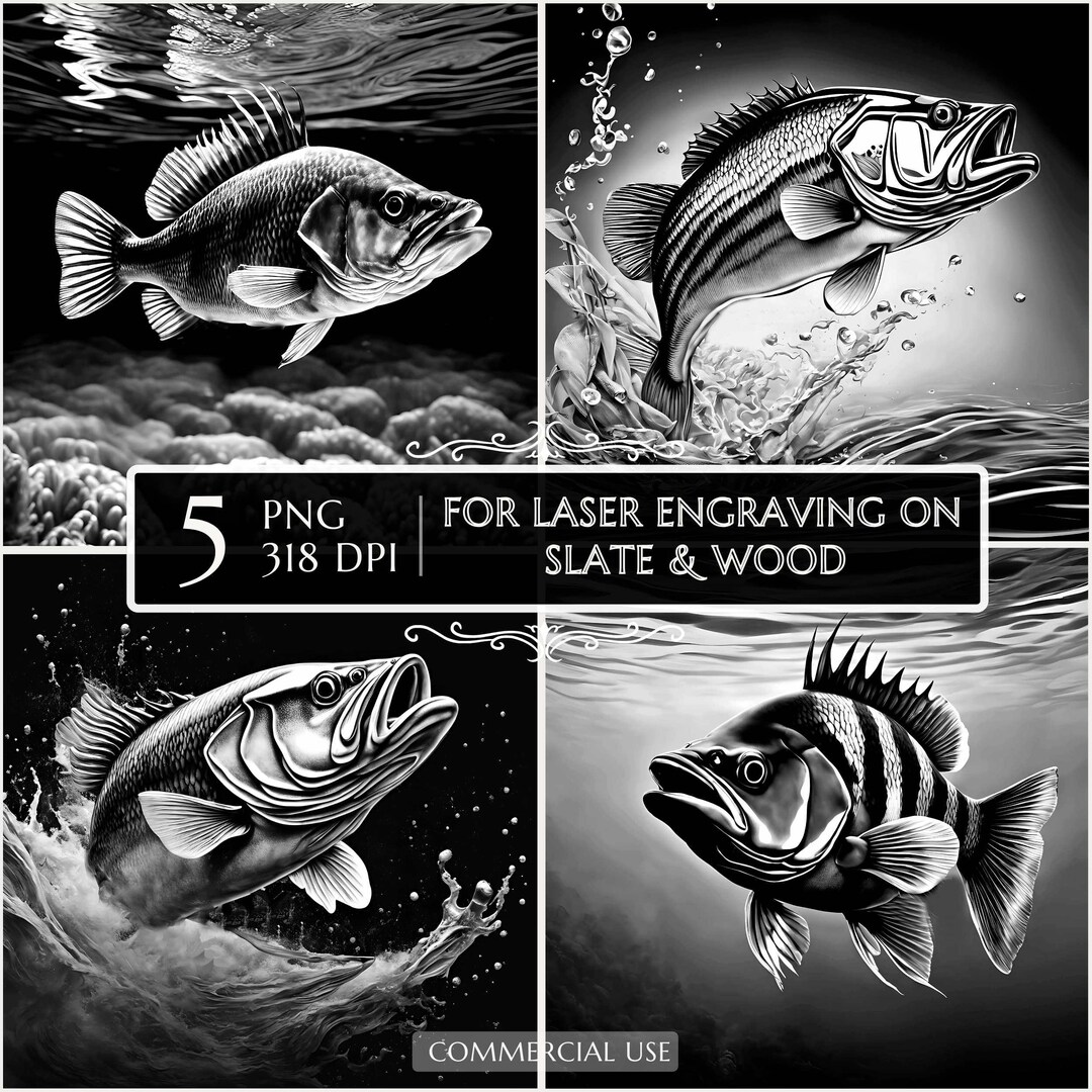 Largemouth Bass Fishing, Fish Laser Cut File, Ready Engrave, Laser Burn ...