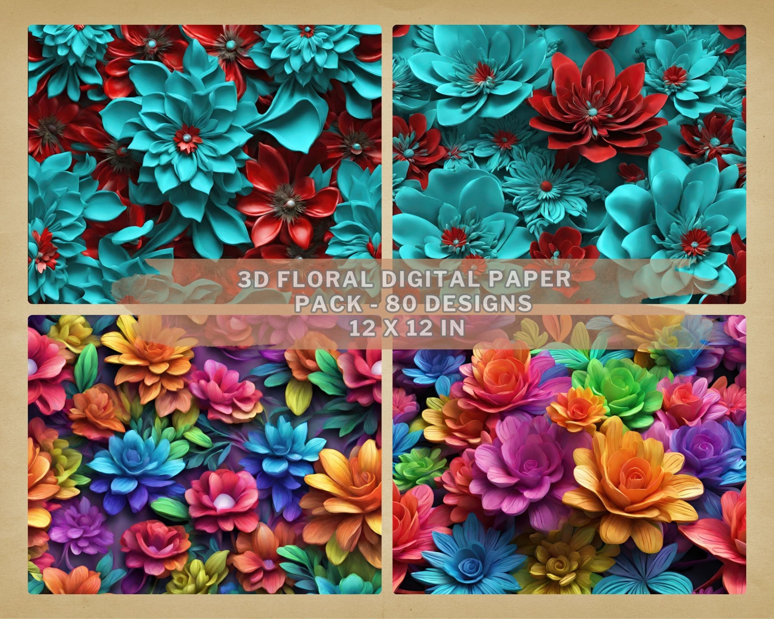 80 3D Floral Pattern 3D Flower Digital Paper Floral Backgrounds ...