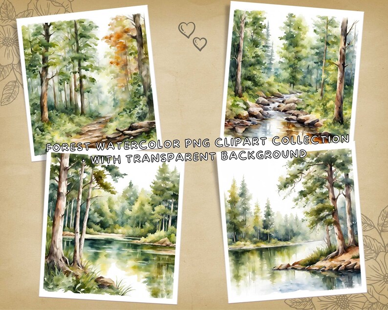 50+ Forest Watercolor Clipart Bundle PNG, Watercolor Backgrounds ...