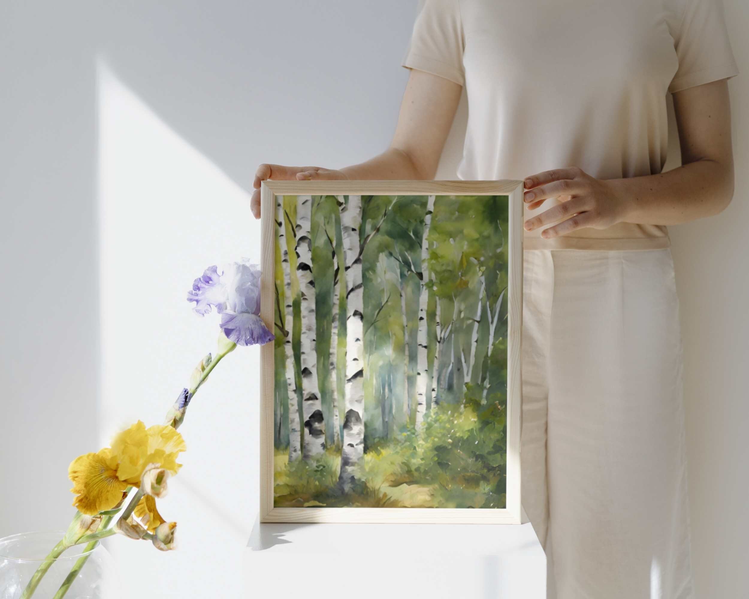 Birch Forest Watercolor Painting, Birch Tree Watercolor Wall Art Prints ...