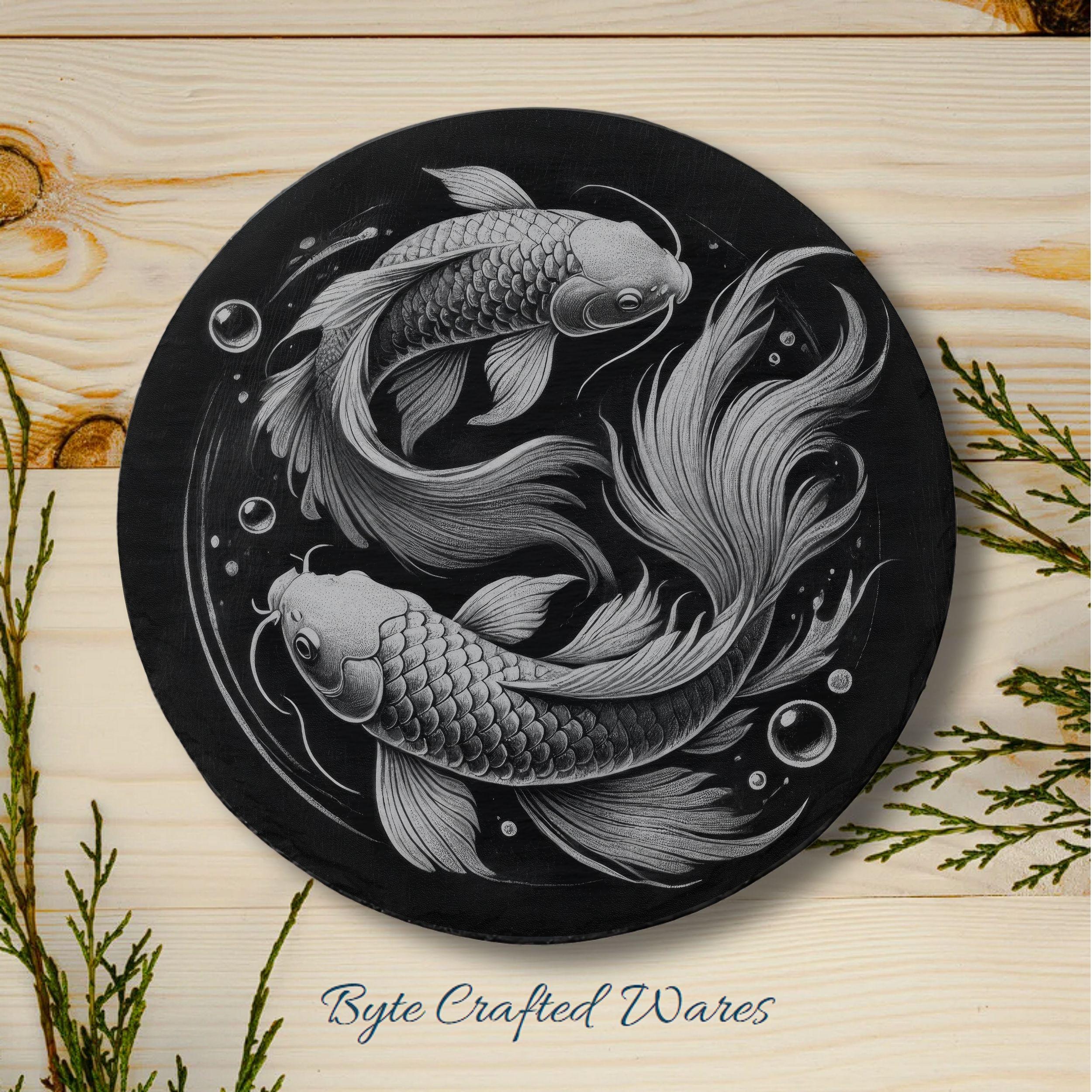 Koi Fish PNG Japanese Laser Engraving, Koi Carp CNC File, Zen Art Laser ...