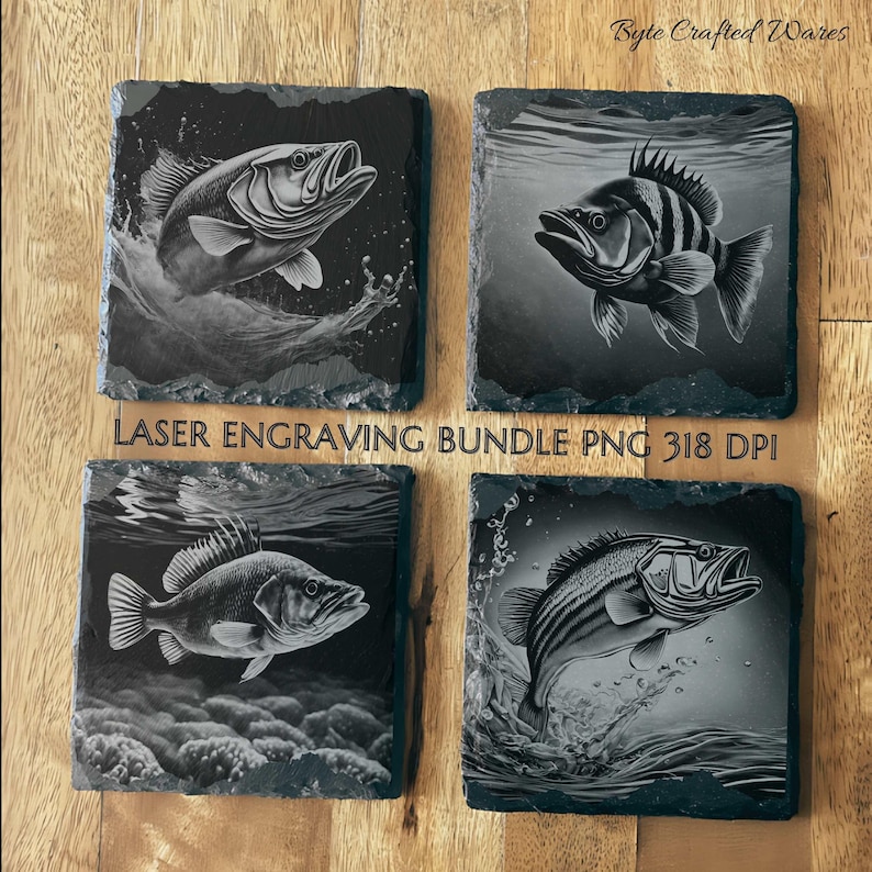 Largemouth Bass Laser Engraving PNG, Fish Slate Coaster File, Wildlife ...