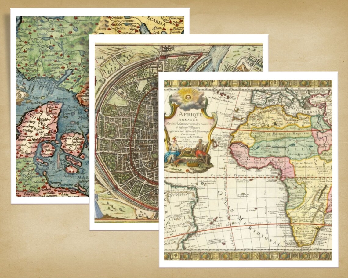 20 Old Vintage Maps Digital Paper, World Map Antique Maps, Digital ...