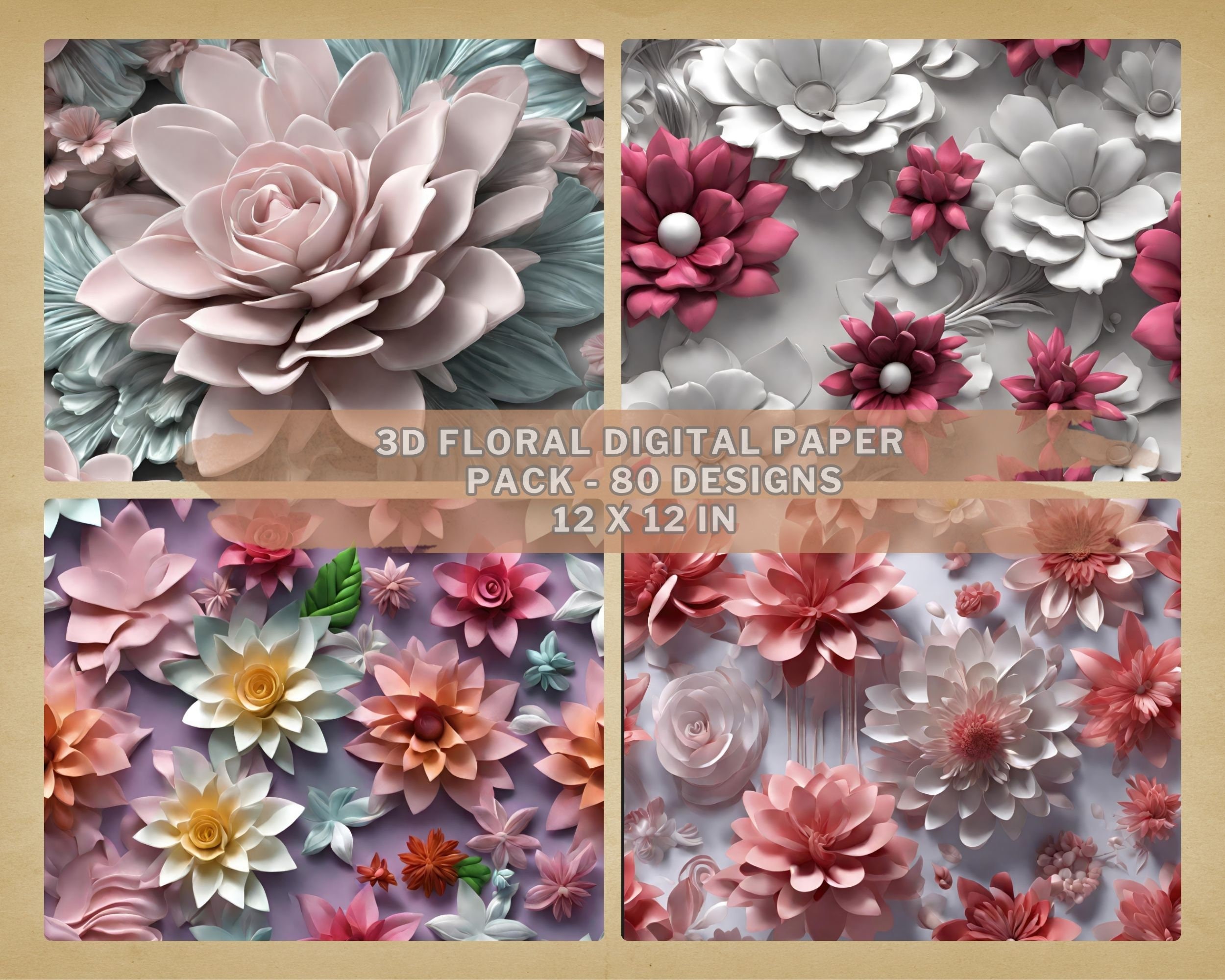 80 3D Floral Pattern 3D Flower Digital Paper Floral Backgrounds ...