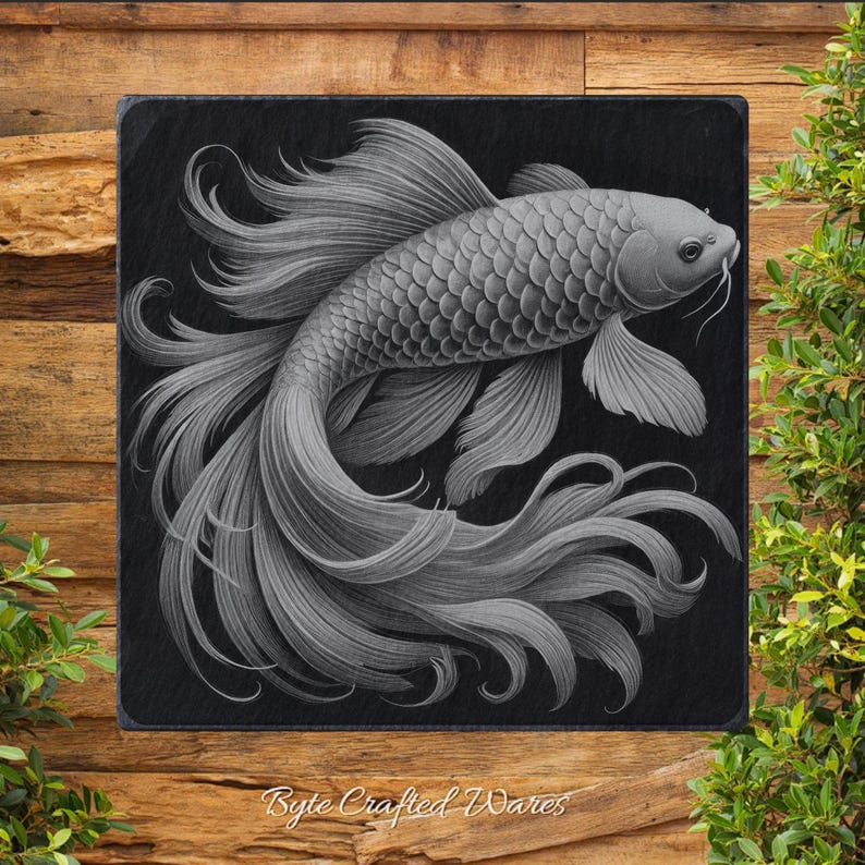 Koi Fish PNG Japanese Laser Engraving, Koi Carp CNC File, Zen Art Laser ...