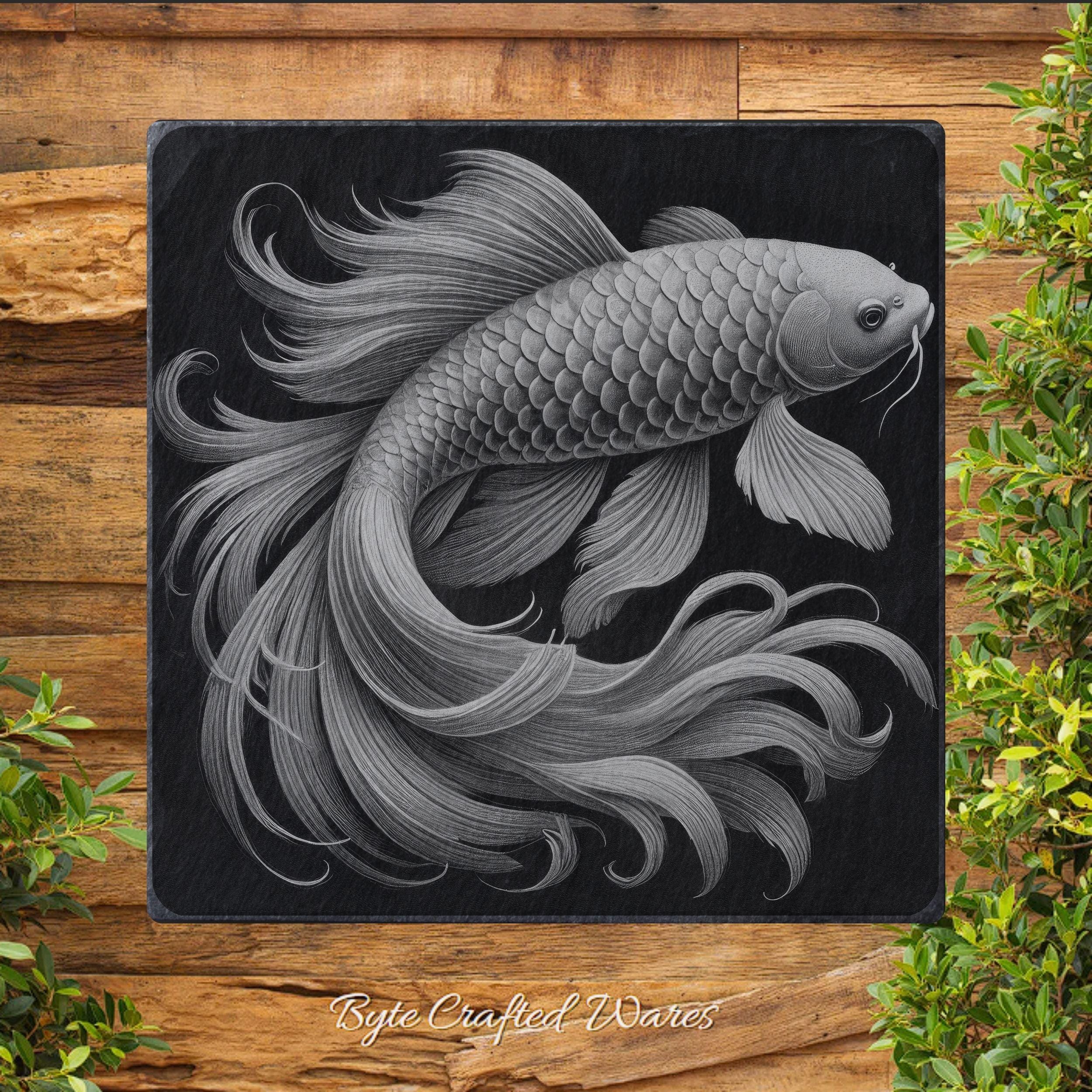 Koi Fish PNG Japanese Laser Engraving, Koi Carp CNC File, Zen Art Laser ...