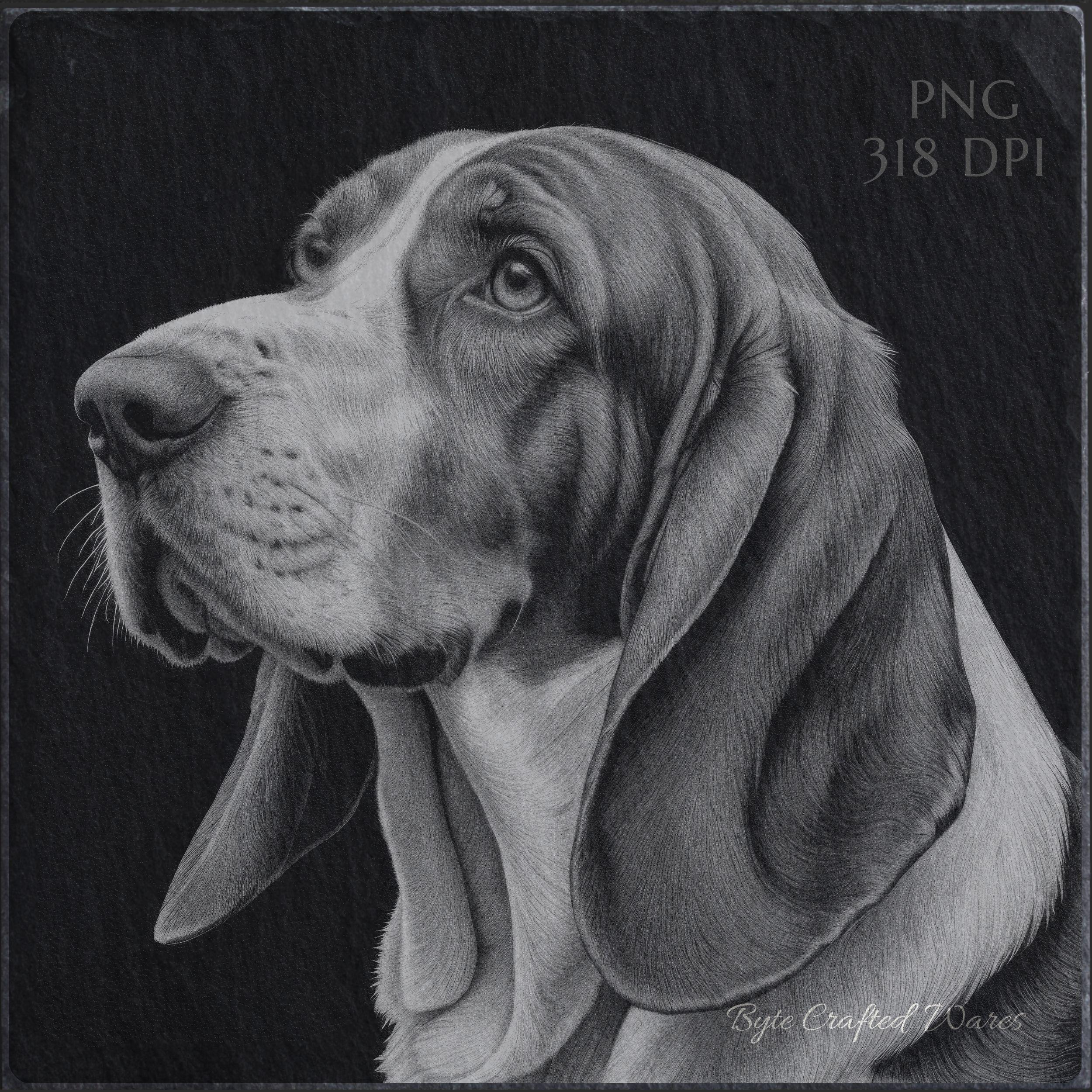 Basset Hound Dog PNG Engraving Bundle, Laser Burn Files for Slate ...