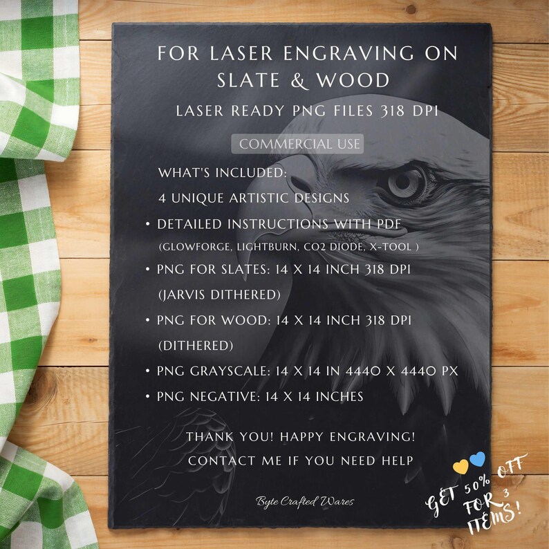 Bald Eagle Laser Engraving PNG, Patriotic Eagle Head Design, Slate ...