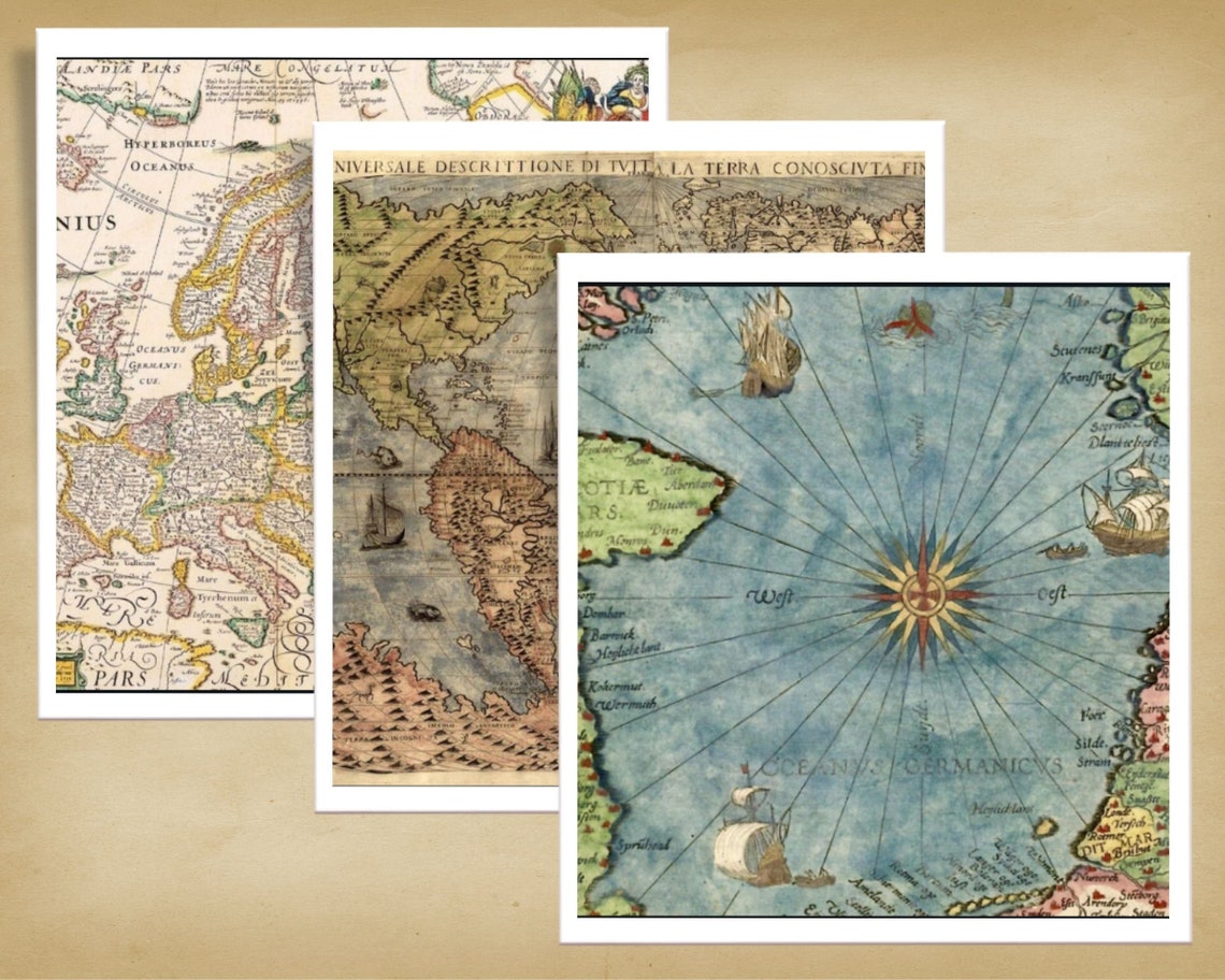 20 Old Vintage Maps Digital Paper, World Map Antique Maps, Digital ...