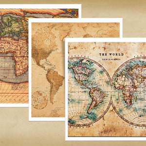 20 Old Vintage Maps Digital Paper, World Map Antique Maps, Digital ...