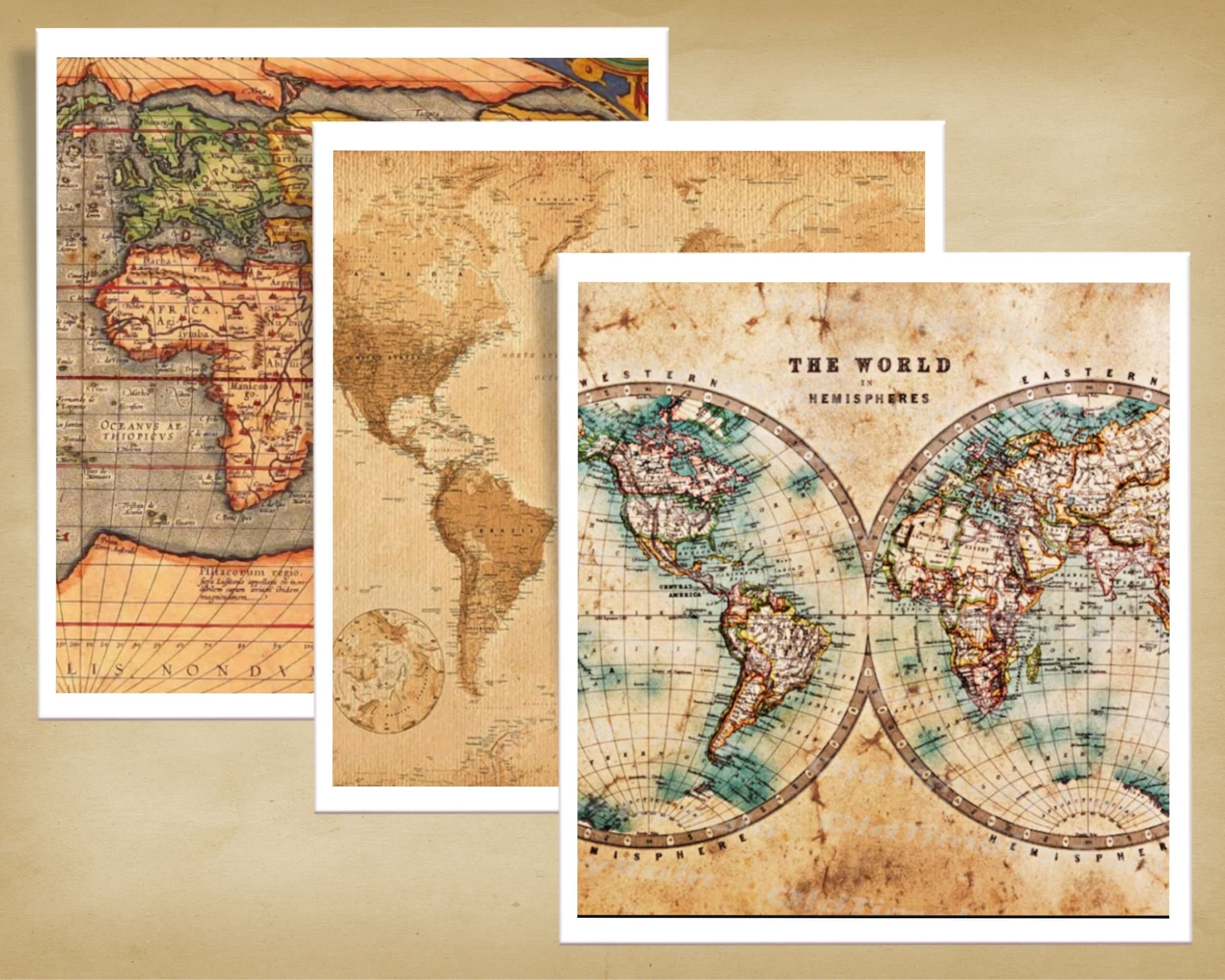 20 Old Vintage Maps Digital Paper, World Map Antique Maps, Digital ...