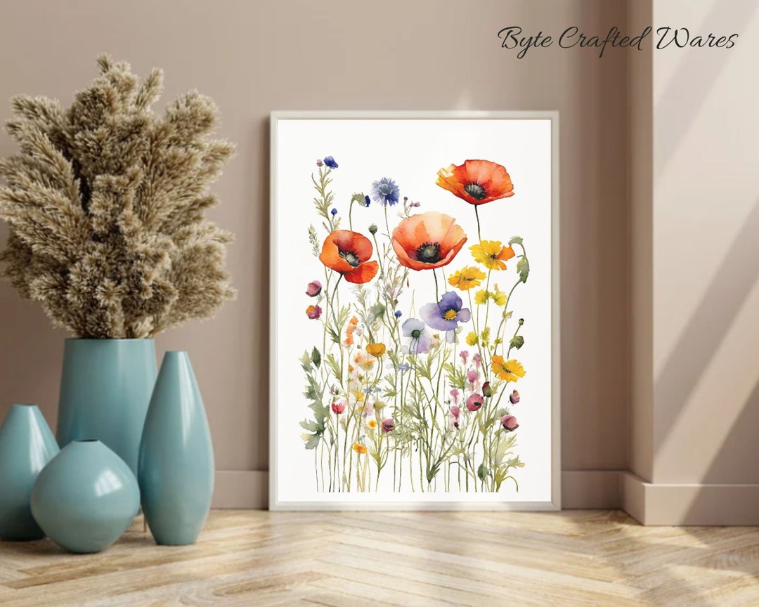 Poppy Printable, Red Poppy Print, Instant Download, Floral Illustration ...