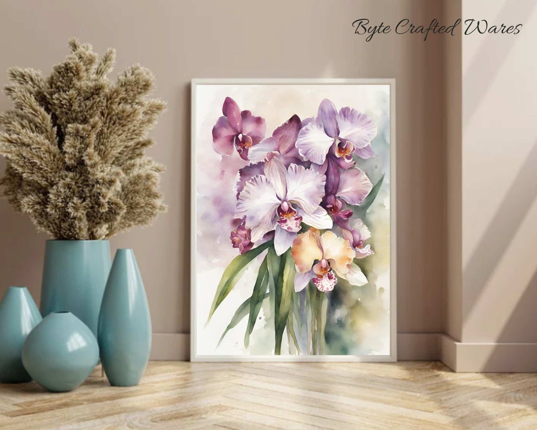 Orchid Watercolor Print, Floral Wall Art, Orchid Painting, Botanical ...
