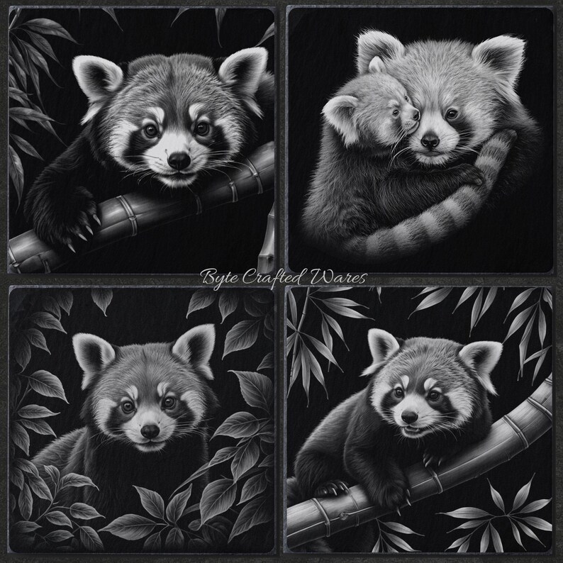 Red Panda Laser Engraving PNG Files, Slate Coaster Etching Designs for ...