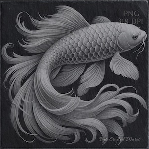 Koi Fish PNG Japanese Laser Engraving, Koi Carp CNC File, Zen Art Laser ...