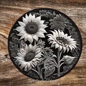 Sunflower 3D Laser Engraving PNG Bundle, Vintage Flowers for Slate ...
