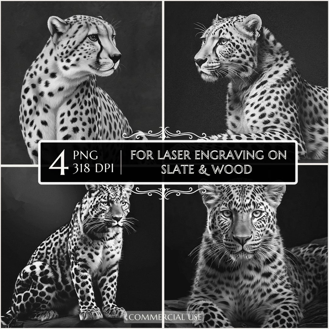 Leopard PNG Laser Engraving Files, Slate Engraving Animal Bundle, Laser ...