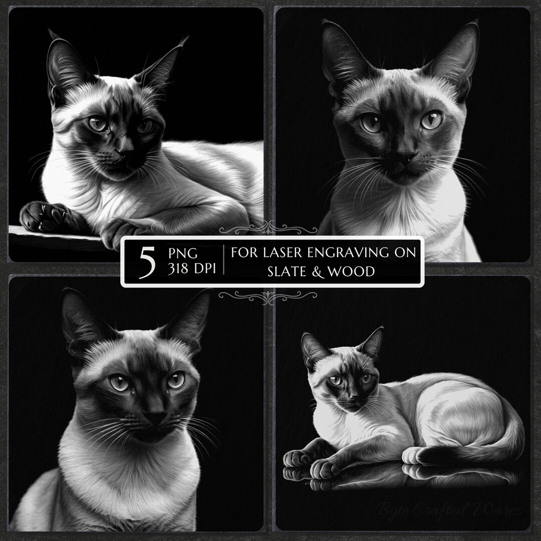 Siamese Cat PNG Laser Engraving Files, Cats Laser Burn PNG, Slate ...