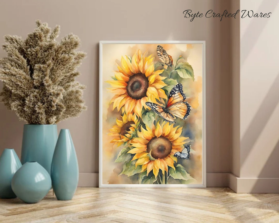 Sunflower Watercolor Print Flower Poster Sunflower Poster Sunflower ...
