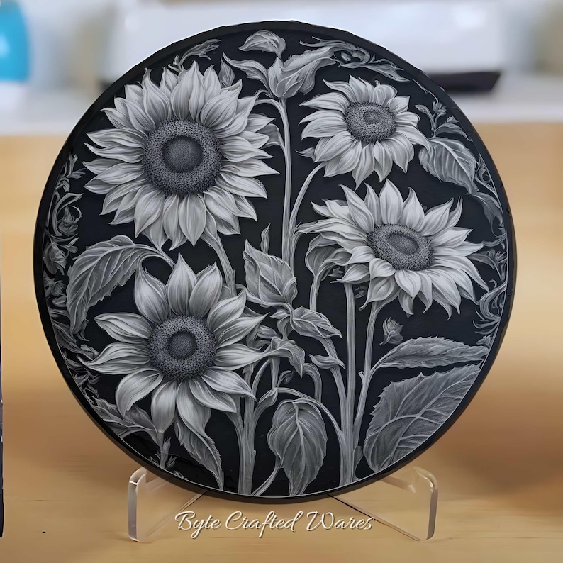 Sunflower 3D Laser Engraving PNG Bundle, Vintage Flowers for Slate ...