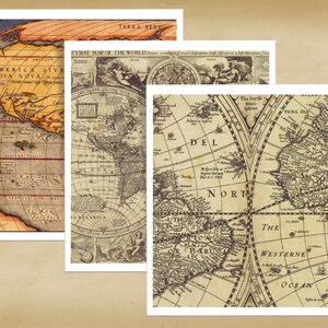 20 Old Vintage Maps Digital Paper, World Map Antique Maps, Digital ...