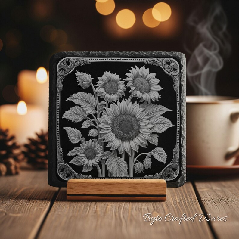 3D Sunflower Laser Engraving PNG File, Laser Burn Floral Illusion ...