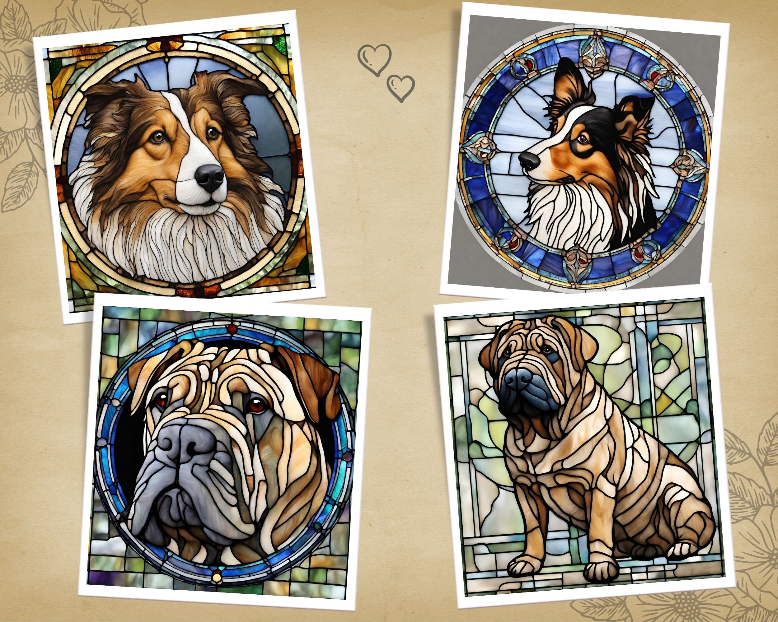 125 Stained Glass Dogs PNG Bundle - Stained Glass Patterns, Stained ...