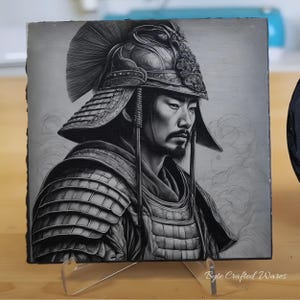 4 Samurai Warrior PNG, Japan Laser Engraving File, Slate Board Coaster ...